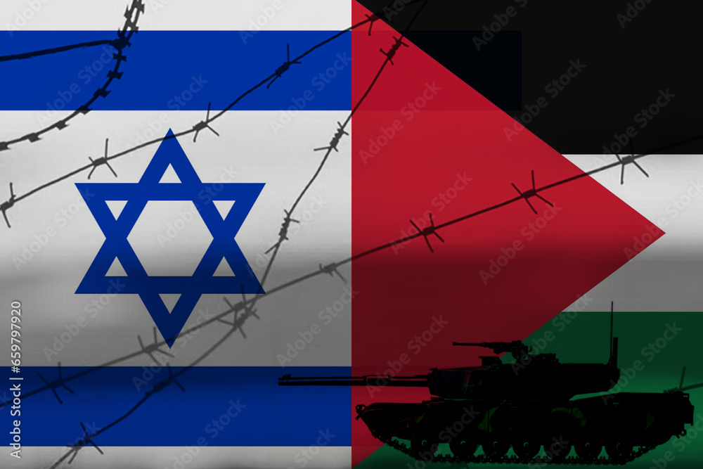 Israel and Hamas flags together. Hamas and Israel relation, conflict ...