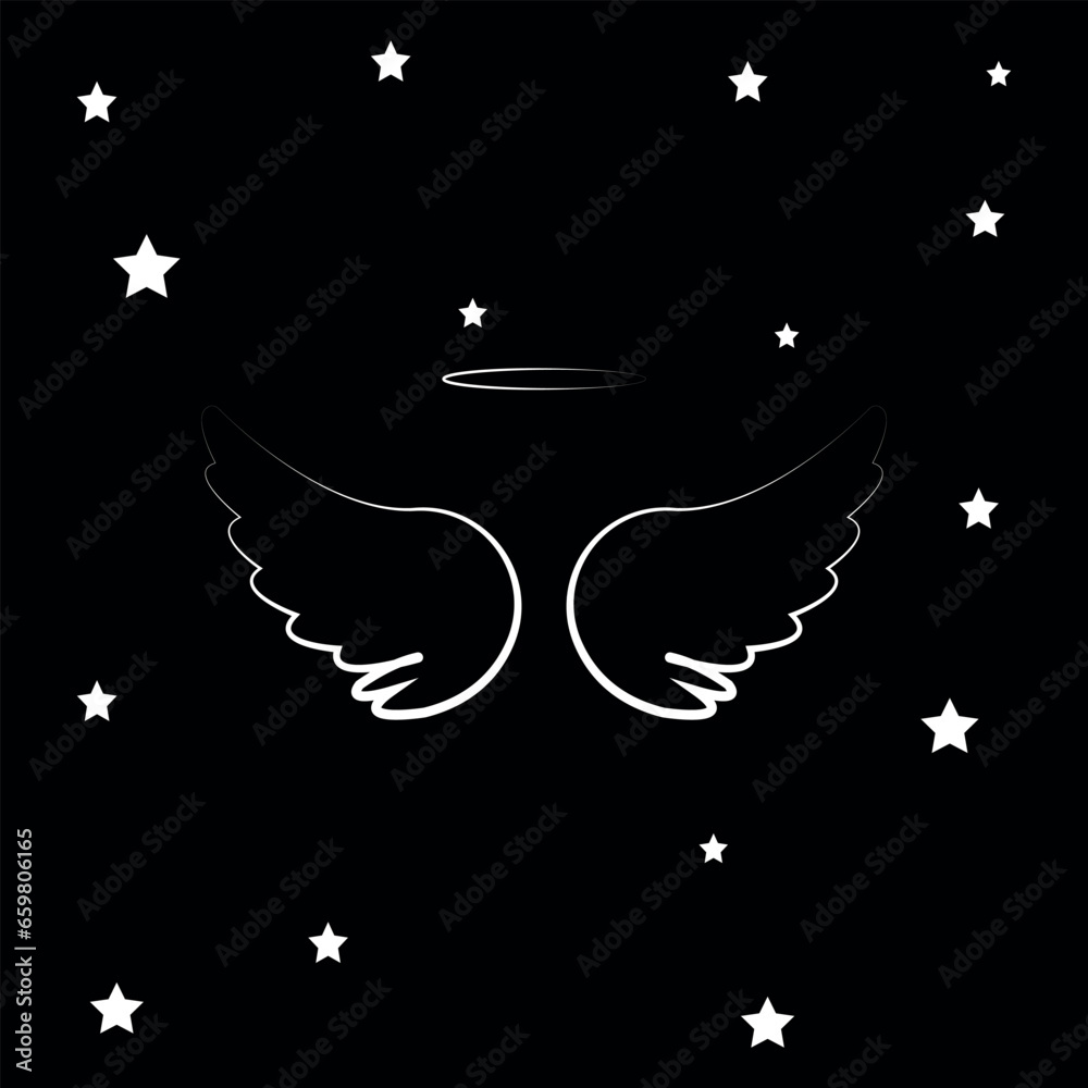 Angel logo design with stars. Angel Logo designs, angel wing logo ...