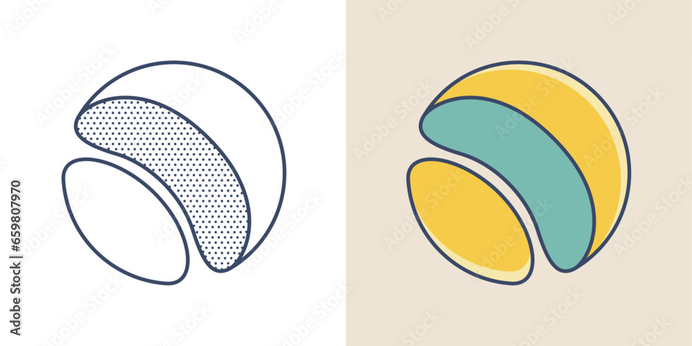 Sphere logo. Yin and yang overlapping emblem. Optical intersection sign ...