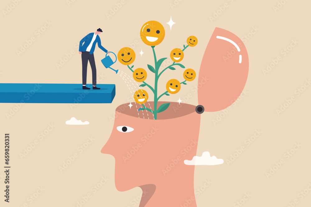 Wellbeing, happiness or positive attitude, relaxation to reduce anxiety ...