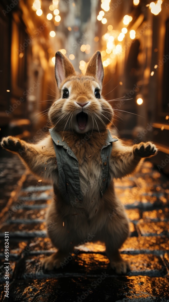 Dancing Rabbit with fireworks , wallpaper for mobile pictures ...