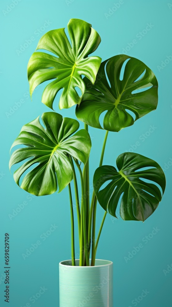 Dried Monstera Plant On a vae bright background , wallpaper for mobile ...