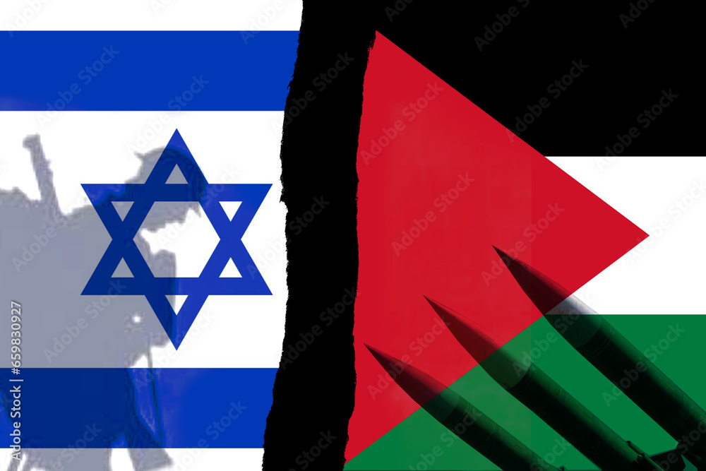 Israel and gaza flags. Conflict, war crisis, economy concept. Israel ...