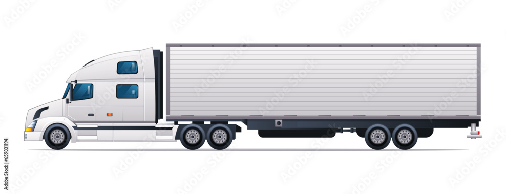 Container truck vector illustration. Cargo delivery truck side view ...