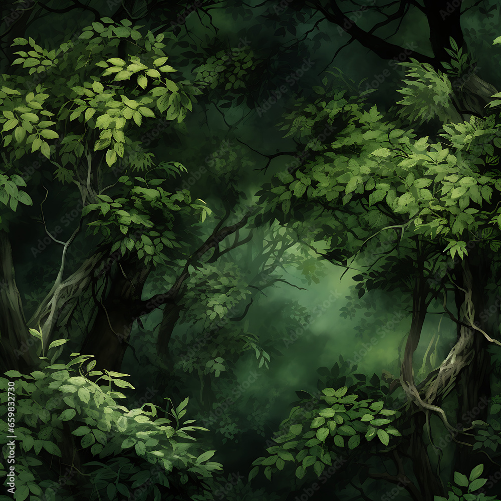 Heart of nature with forest canopy texture. The intricate play of light ...