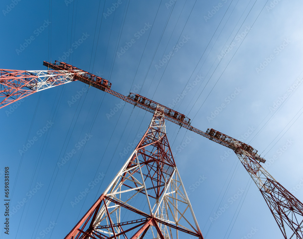 Very tall electrical towers for transmitting high voltage current from ...