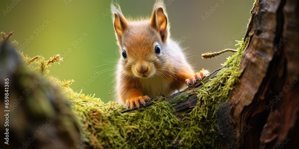 Wildlife animal photography background - Sweet young red squirrel ...