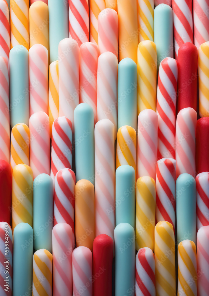 Candy Cane Lane christmas background. Pastel-colored candy canes ...