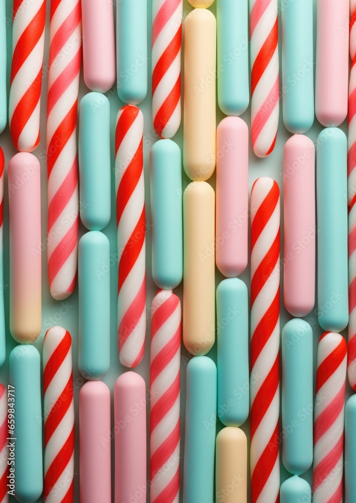 Candy Cane Lane christmas background. Pastel-colored candy canes ...