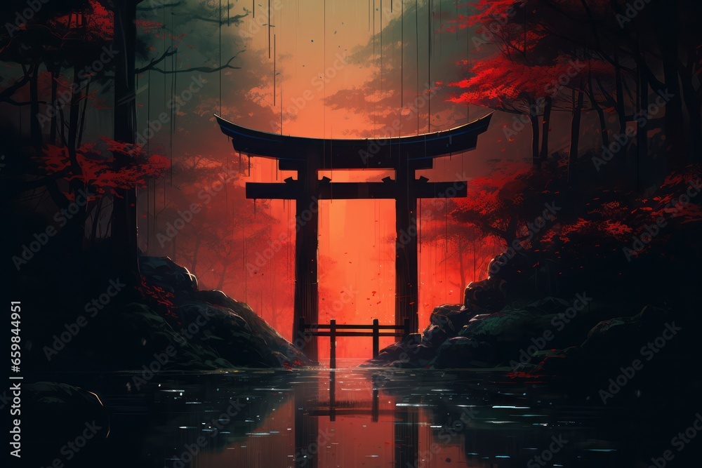 Torii gate, japanese torii gate, Torii Forest Background, Concept Art ...