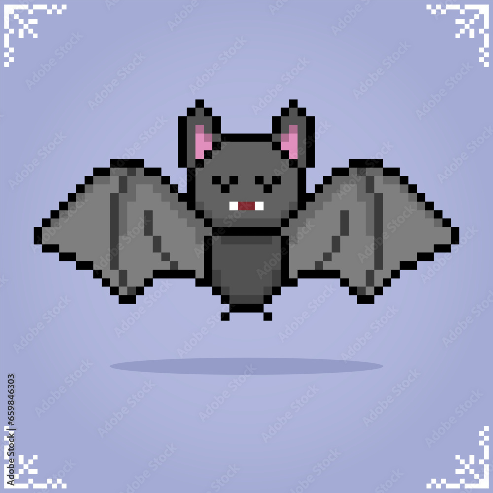 Bat in 8 bit Pixel art. Pixel animals for game assets in vector ...