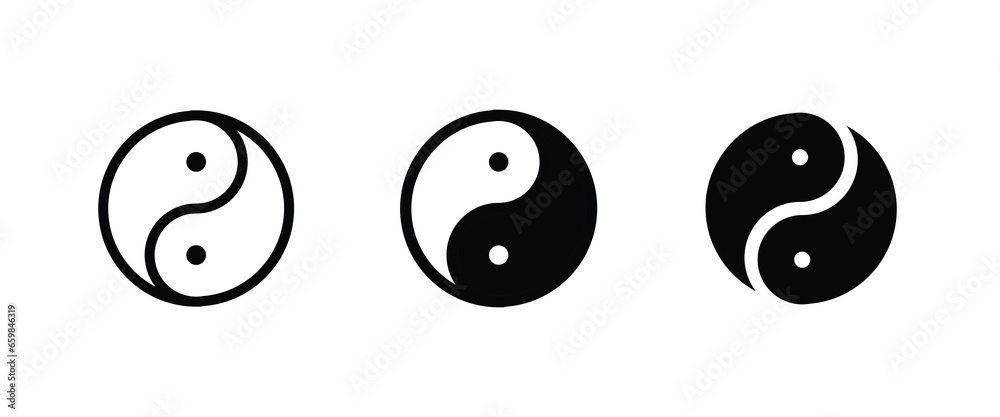 yin yang icon. In Yang Concept of dualism line icons set, Zen symbol ...
