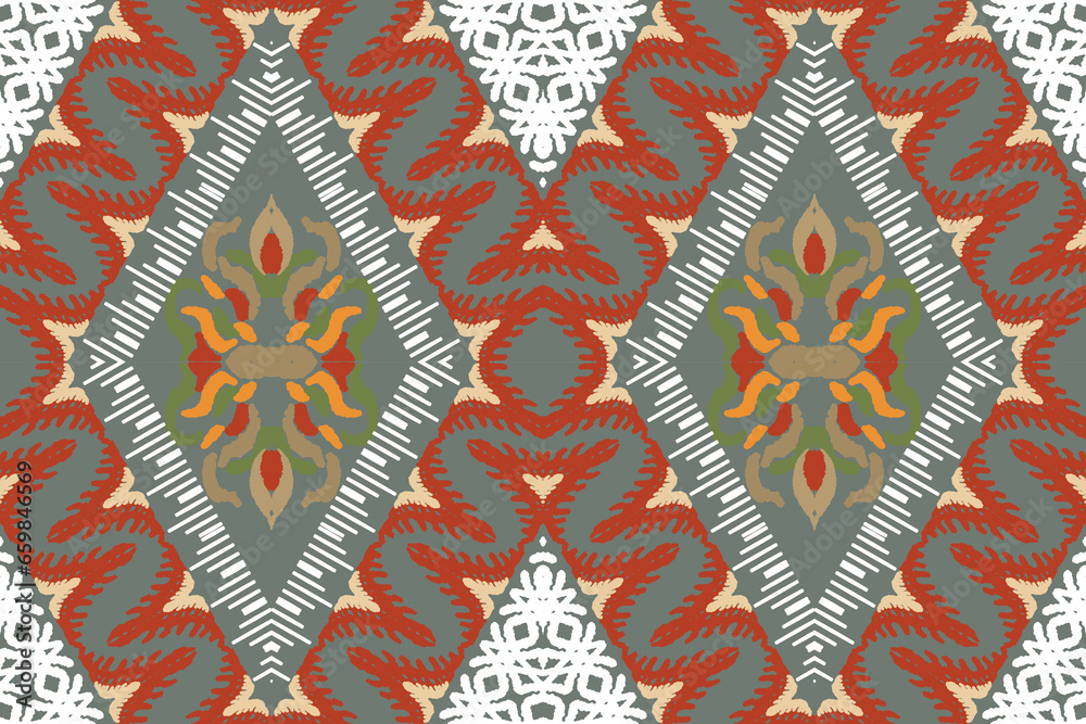 Beautiful Ethnic abstract ikat art. Seamless Kasuri pattern in tribal ...