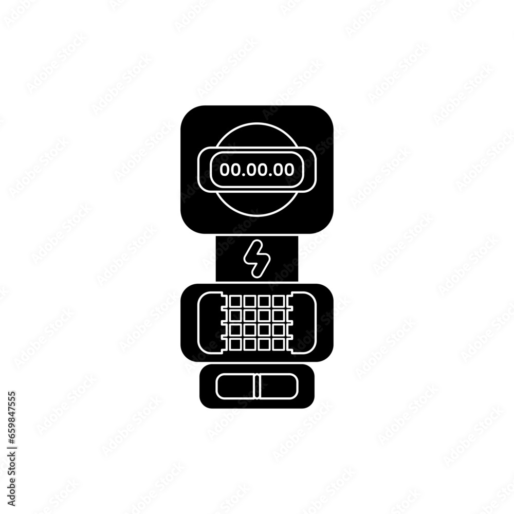 Vetor do Stock: Digital Electric Meter in black fill flat icon style ...