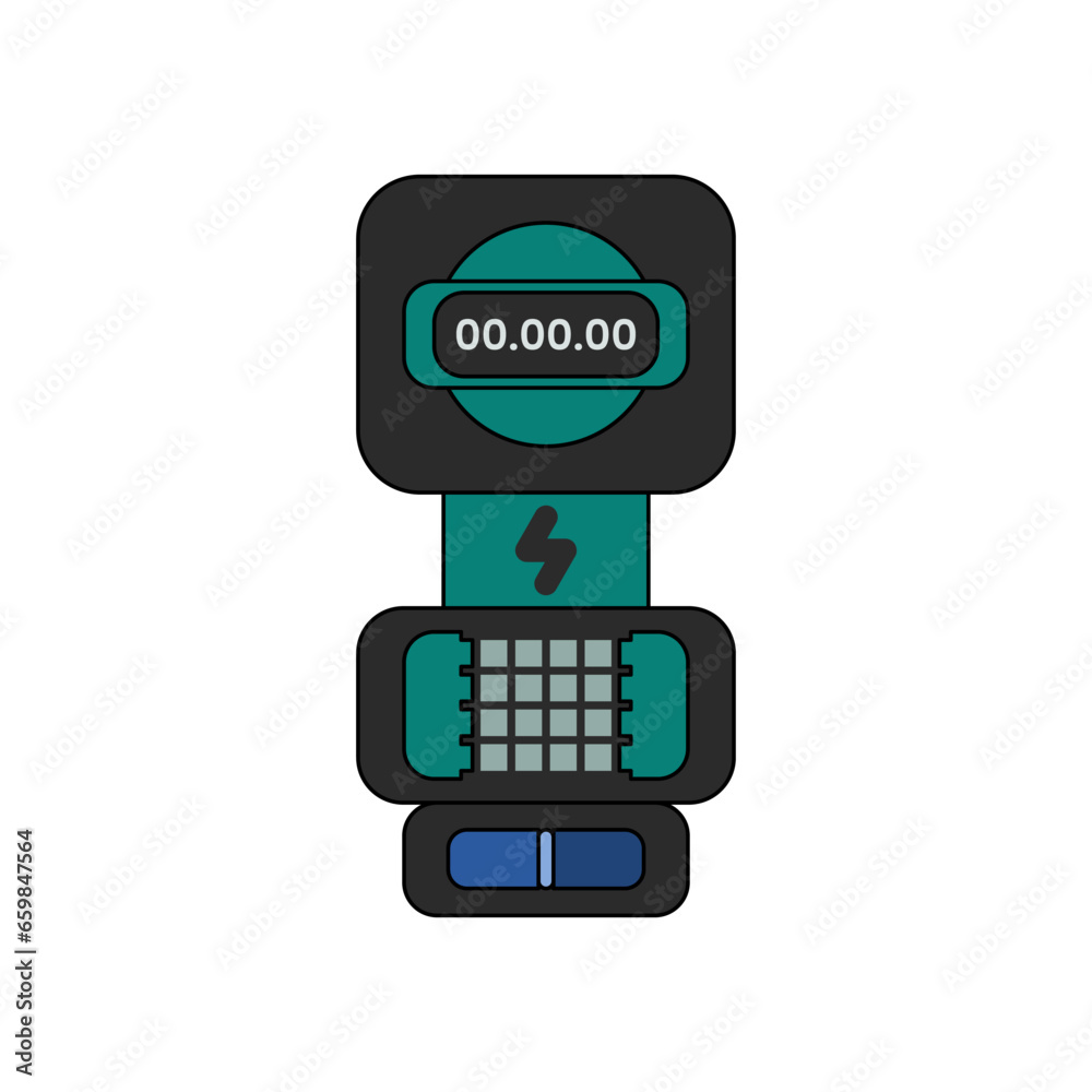 Digital Electric Meter in lineal color flat icon style. Tosca ...