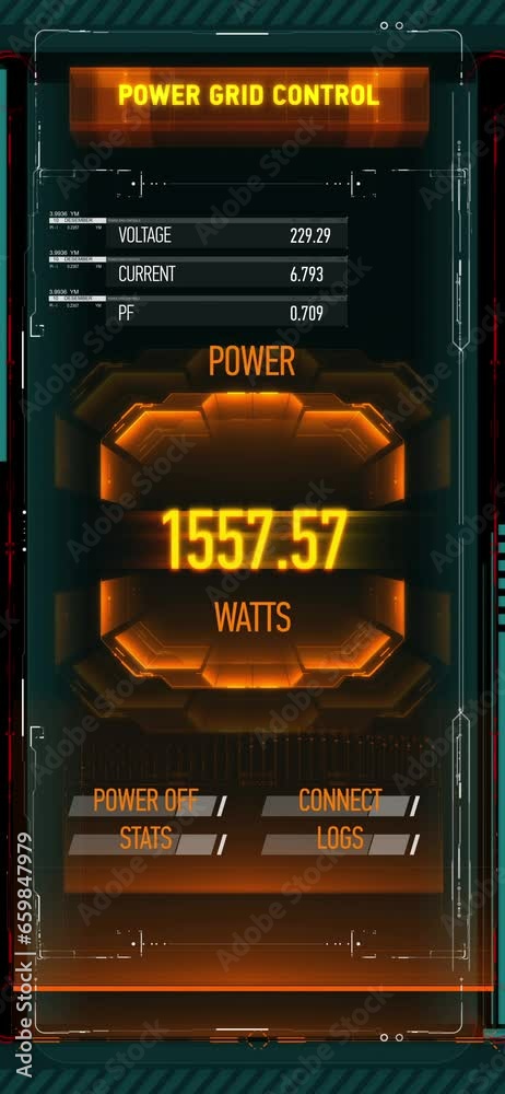 Vidéo Stock Power grid failure, glitchy futuristic electricity meter ...