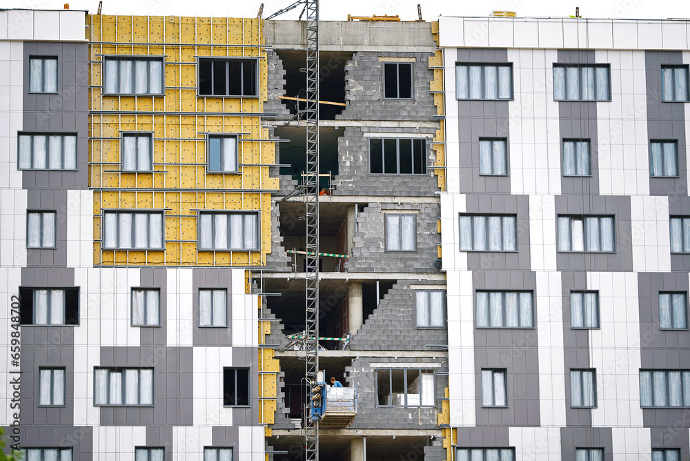 Cladding and warming wall with mineral wool. Insulation walls of ...