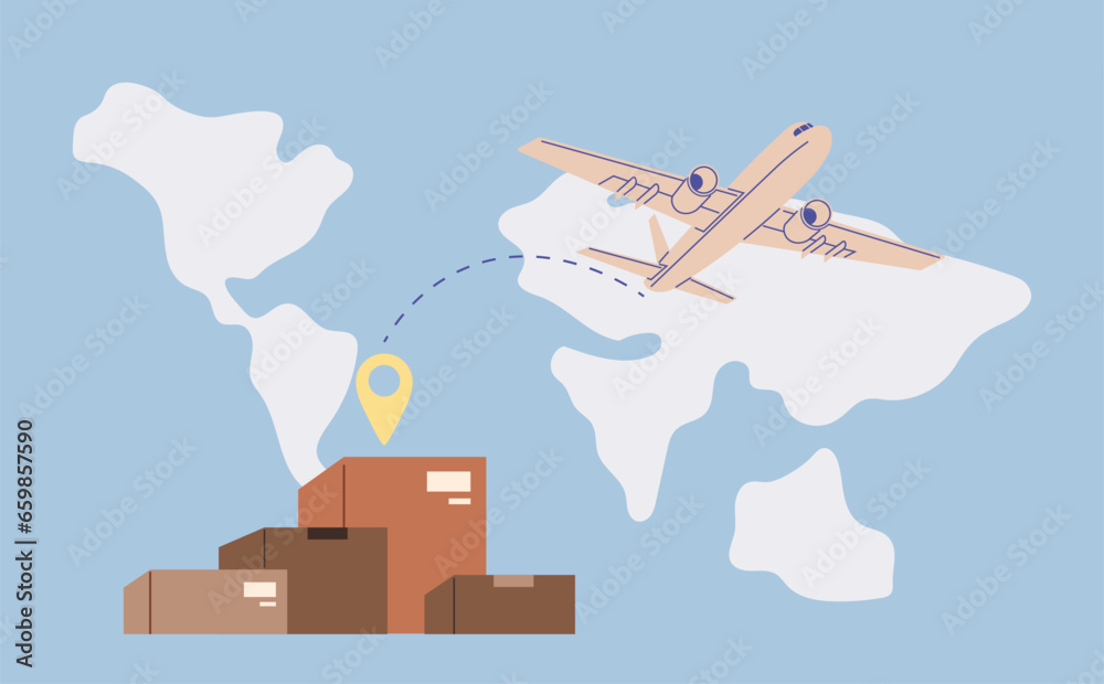 International logistic. Global delivery export. Vector. Cargo delivery ...
