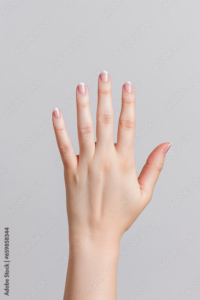 Woman backhand or Back of the hand try to signal to stop Stock Photo ...