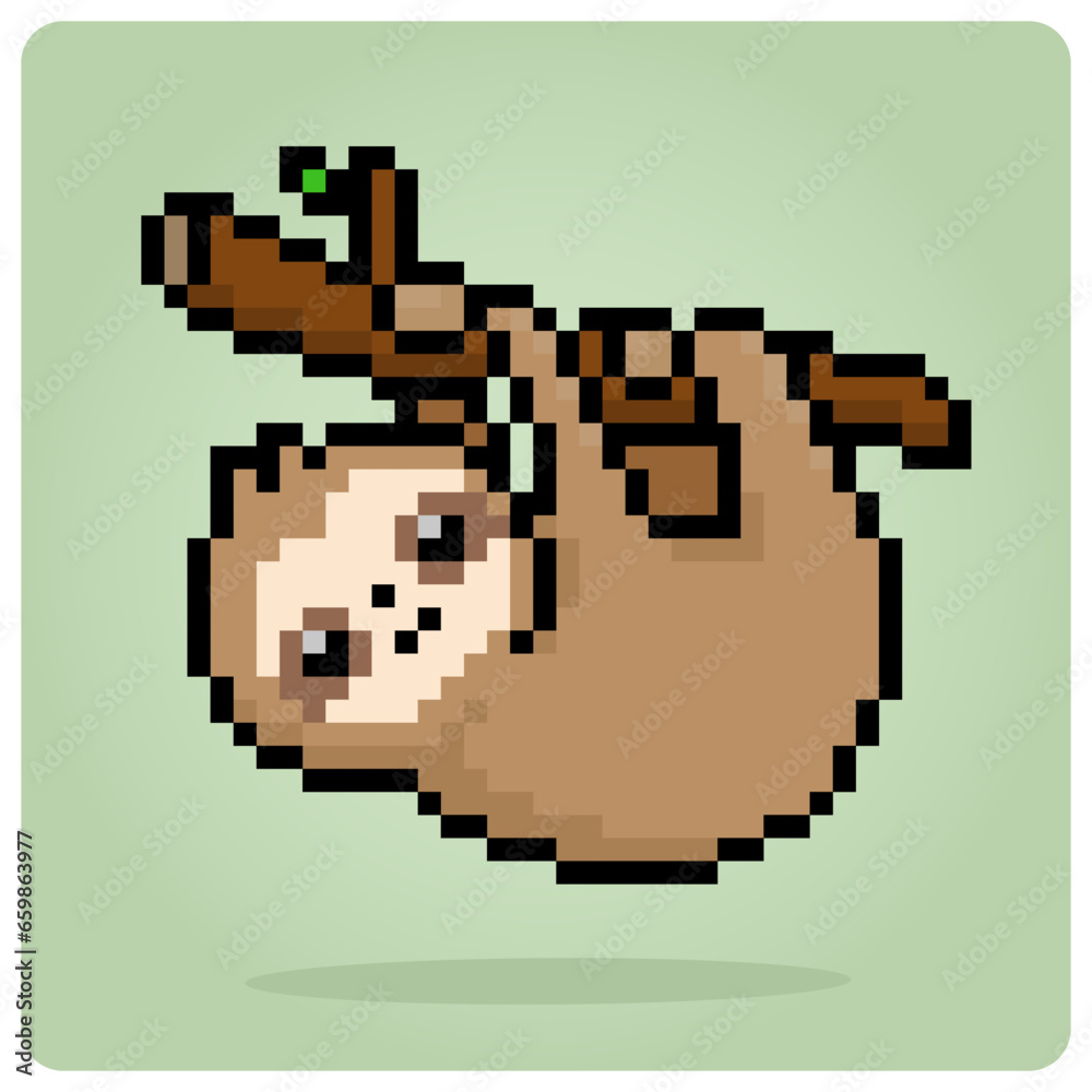 slow loris in 8 bit pixel art. Animal for game asset and cross stitch ...
