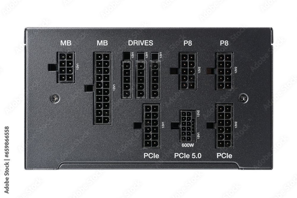 Computer power supply unit isolated on white background. Power supply ...
