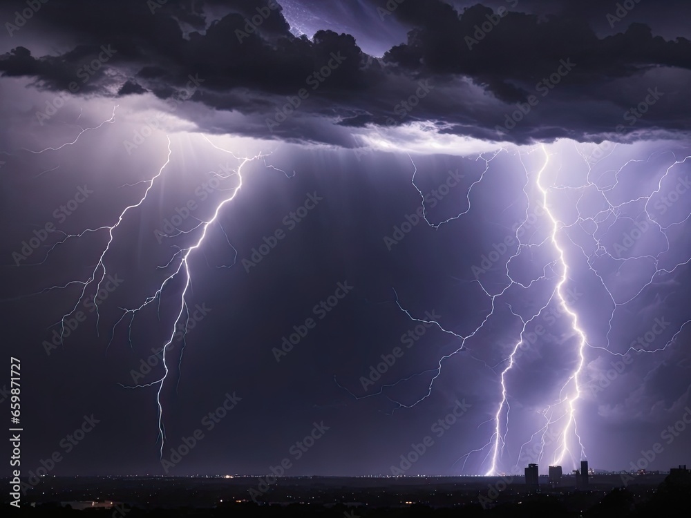 Lightning rays carry an electrical charge. thunder in the starless ...