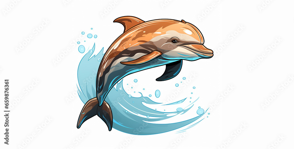 dolphin jumping out of water, a continuous line drawing of a dolphin ...