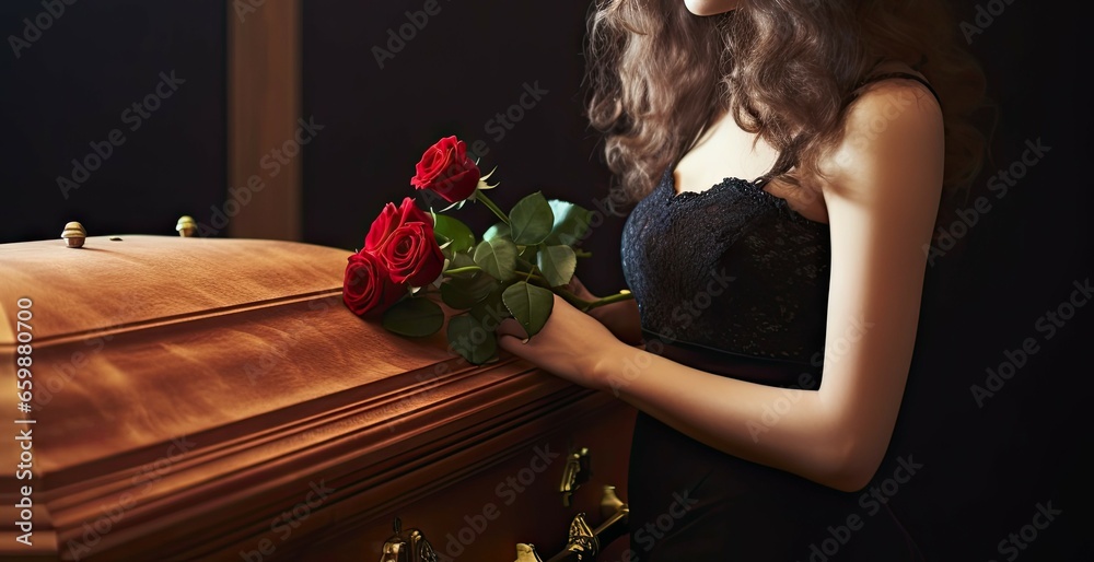 In memoriam. Mourning departed. Farewell to loved one. Funeral services ...
