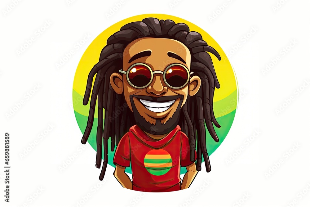 Photo rasta man funny cartoon illustration, krissikunterbunt | Posters ...