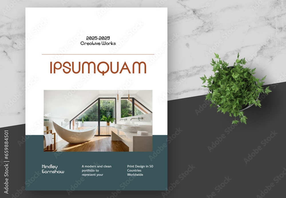 Green and White Modern Clean Portfolio Stock Template | Adobe Stock