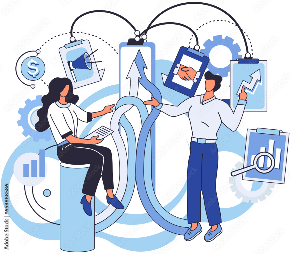 Team solving complex problems. Teamwork vector illustration metaphor ...