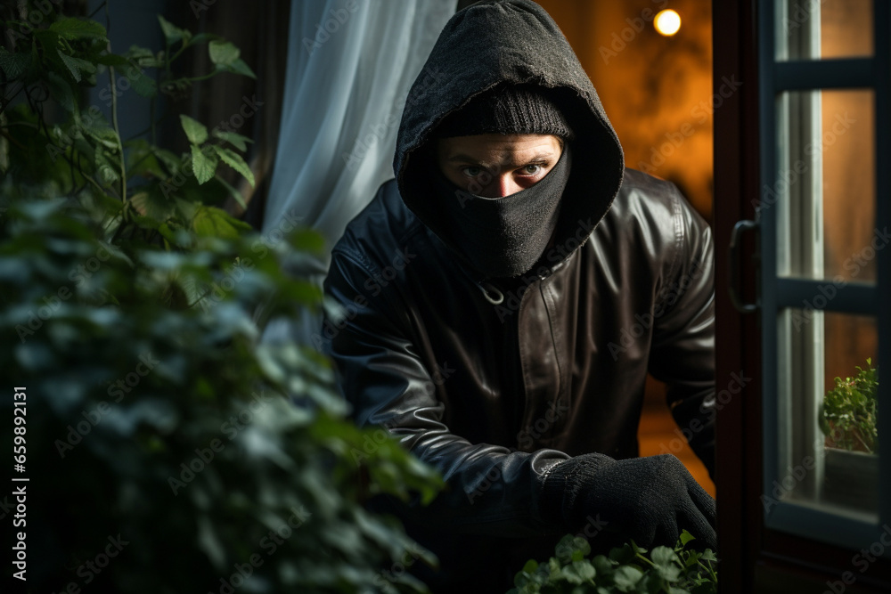 thief caught breaking in through the window Stock Photo | Adobe Stock
