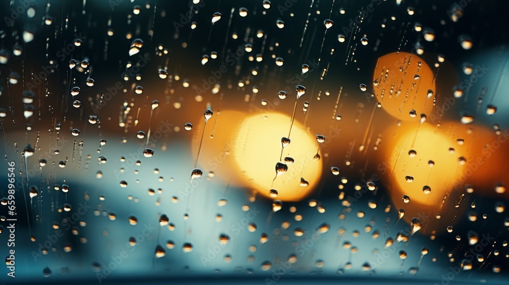 Beautiful Rain drops of water on the windshield of the car with the ...