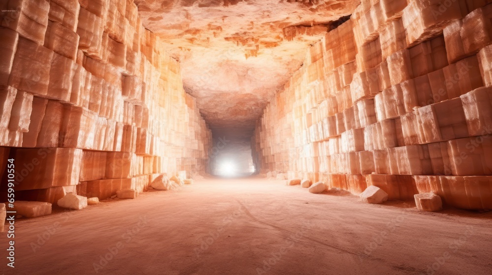Passage through a grotto in a desert. Ancient cave of local tribes ...