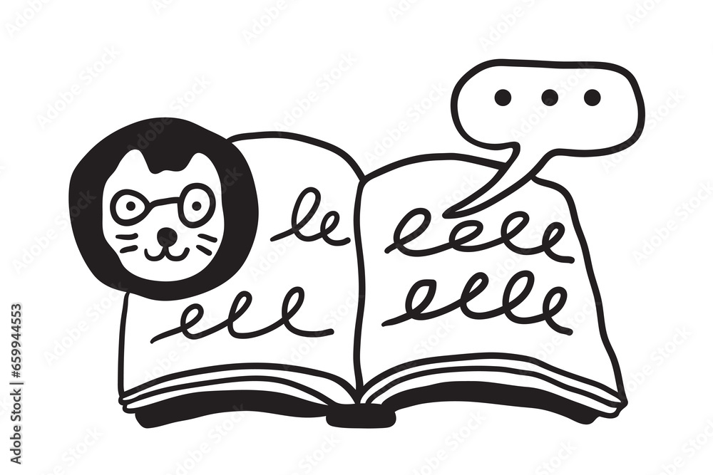 open book in vector.business icon receiving information in doodle style ...