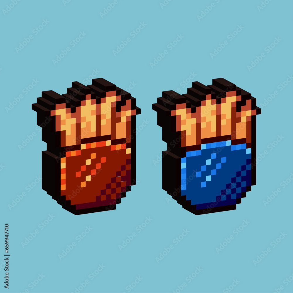 Isometric Pixel art 3d of french feis for items asset. French fries ...
