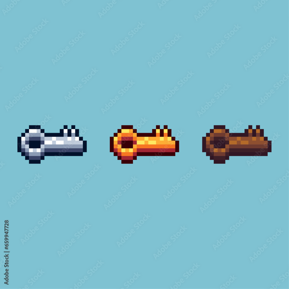 Pixel art sets of silver,gold,wood key with variation color item asset ...