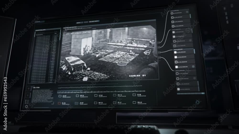 Military network interface supervising the ongoing battle at terrorist ...