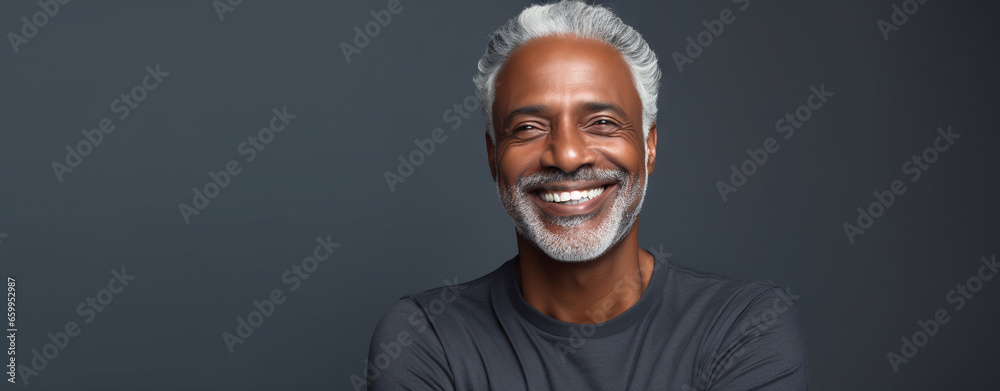 Beautiful black man with smooth healthy face skin. Gorgeous aging ...