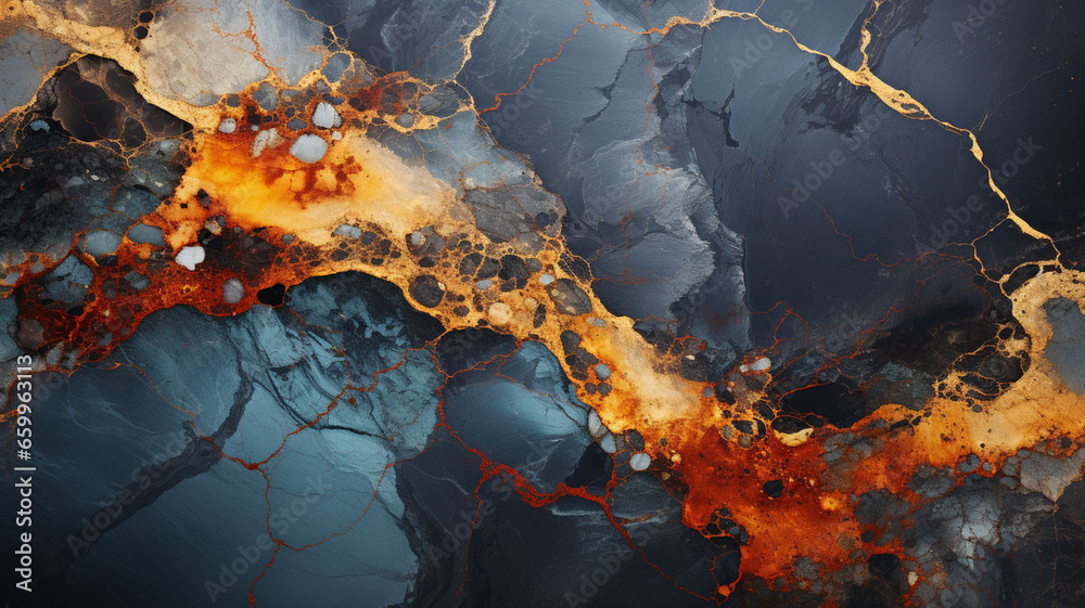 Elegance in Stone: 3D Rendered Blue and Gold in White Marble Graphite ...