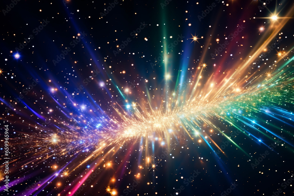 Abstract fancy and festive background of sparkles, rainbow spectrum ...