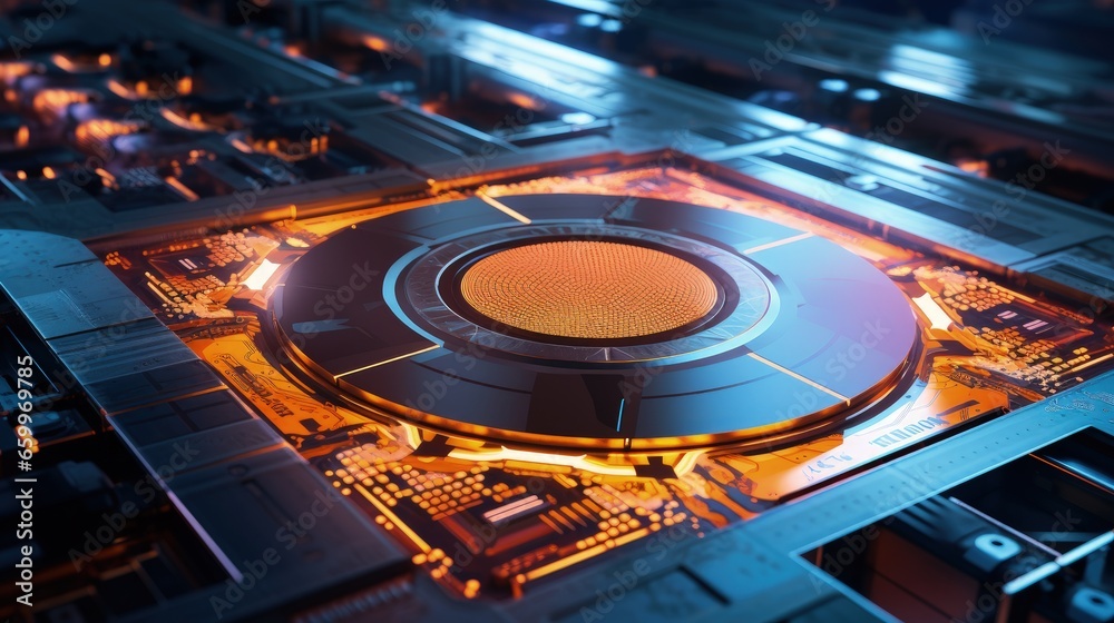 Top View of Silicon Wafer during Photolithography Process inside ...