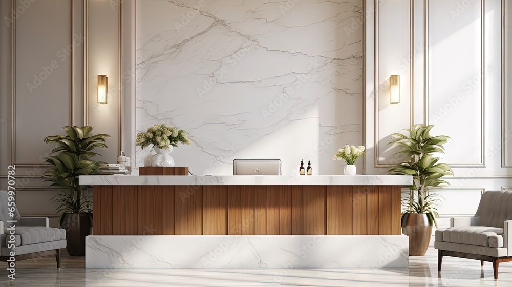 Luxury and elegance beauty salon or office reception area interior ...