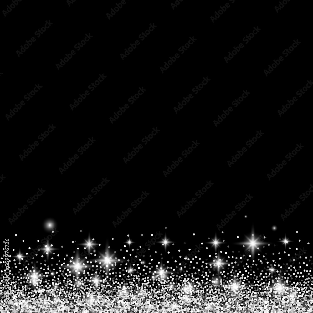 Silver glitter border with sparkles. Vector illustration Stock Vector ...
