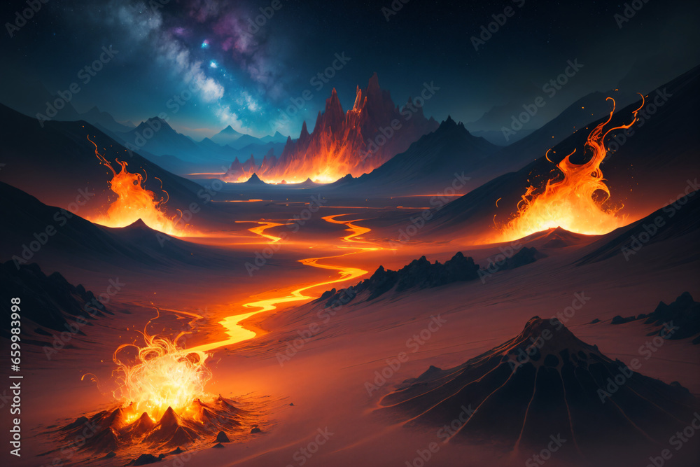 Cosmic dust landscape, design for print Stock Illustration | Adobe Stock