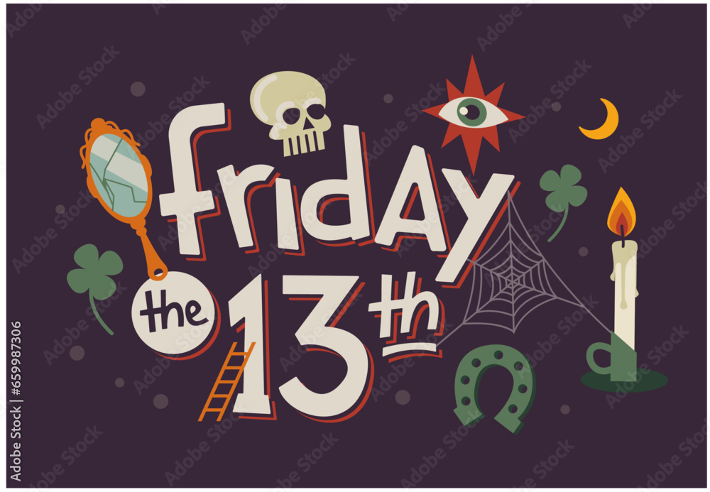 Hand lettering for friday the 13th. Vector illustrations separated on a ...