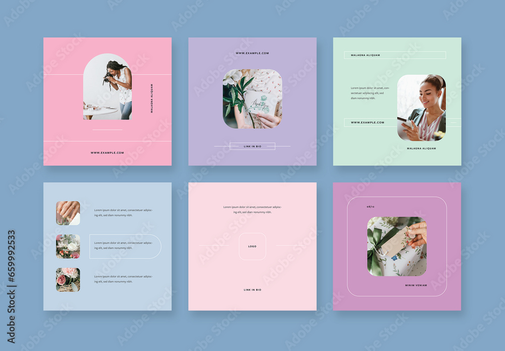 Minimalist Post Set For Social Media Influencers Stock Template | Adobe ...