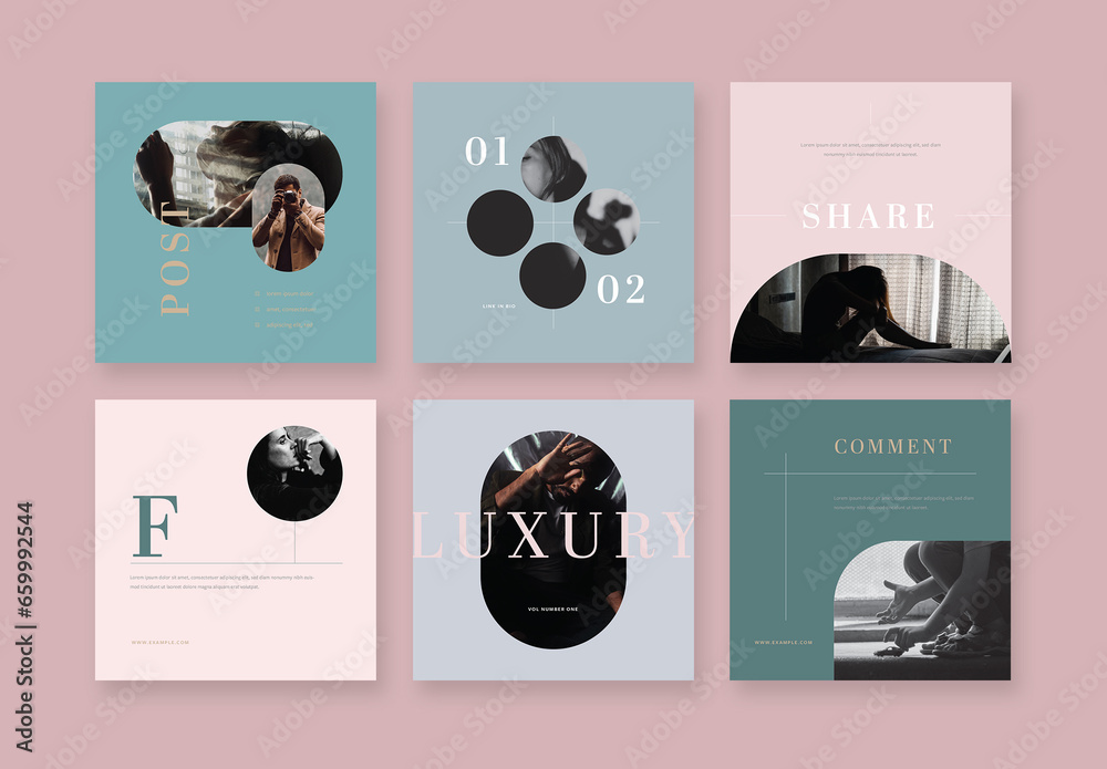 Creative Social Layouts For Luxury Style Design Posts Stock Template ...