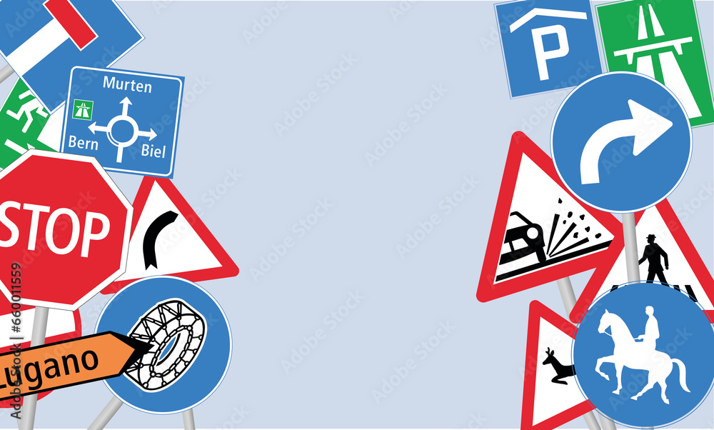 Sfondo con segnali stradali per scuola guida. Wallpaper segnali ...