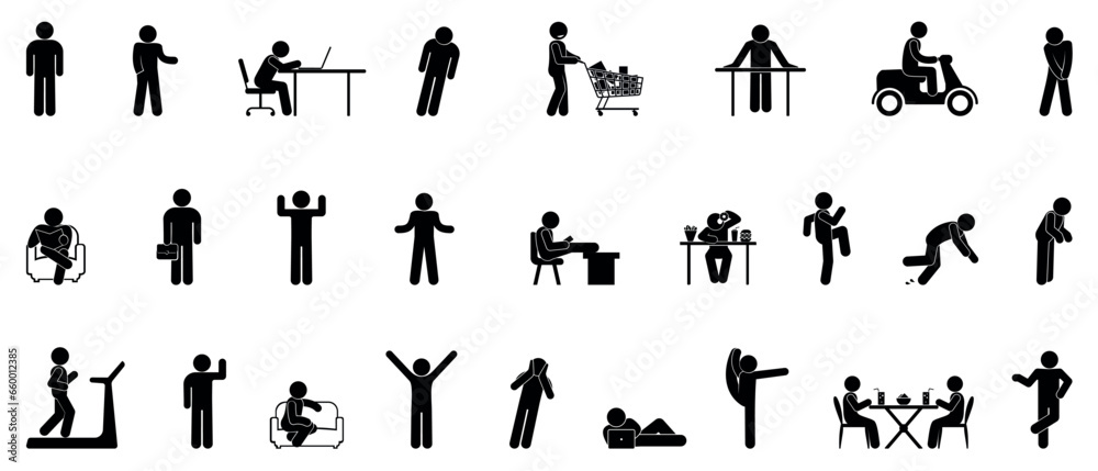 Poster stick figure man icon, large collection of human silhouettes ...